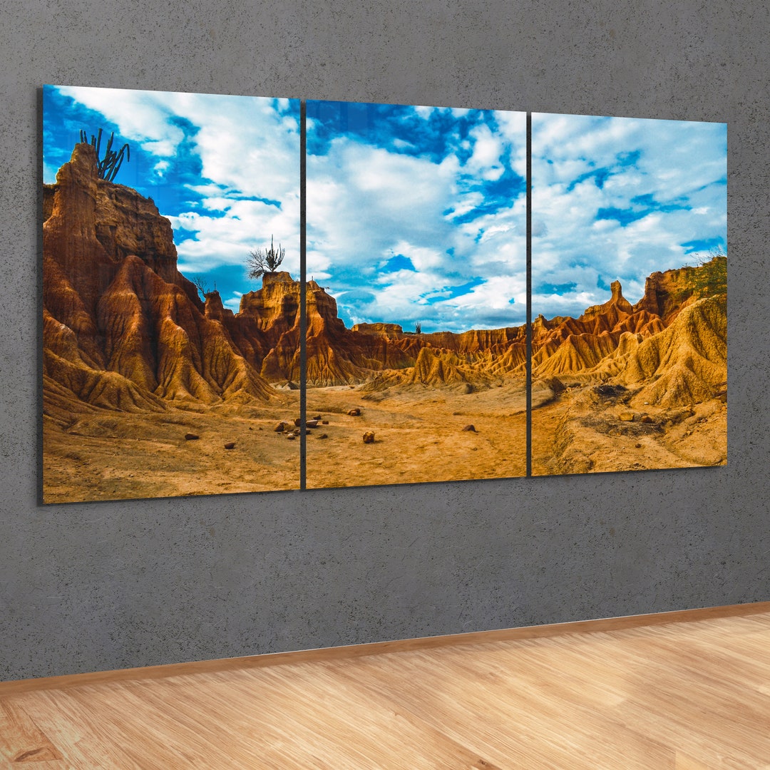 3 Panel Steppe Beautiful Sky Scenery Tempered Mega Size Glass Wall Art ...