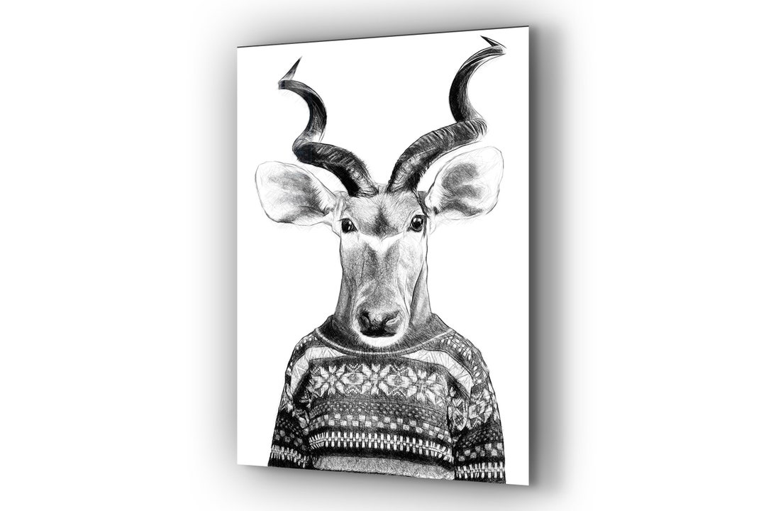 Antelope Portrait Tempered Glass Printing Wall Art , Vivid Wall Decor ...