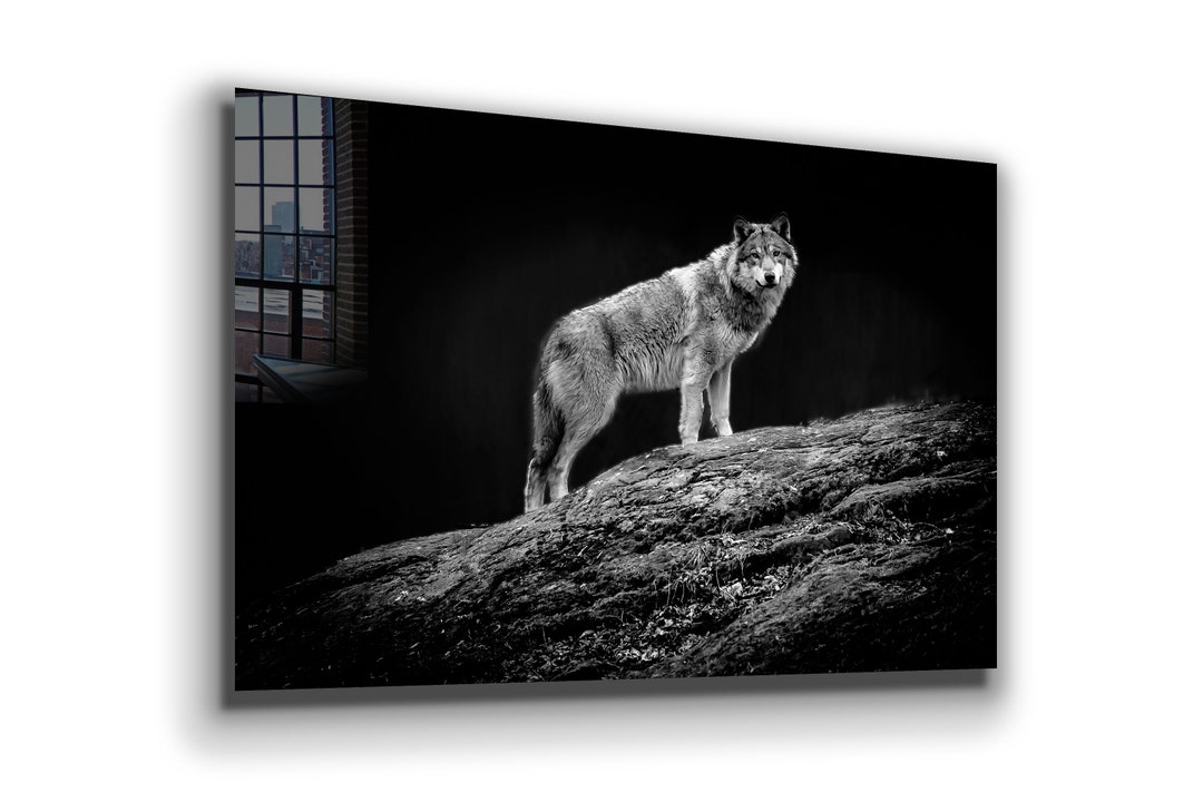 Glass Wall Art / Wolf Acrylic Glass Art / Floating Frame Option ...