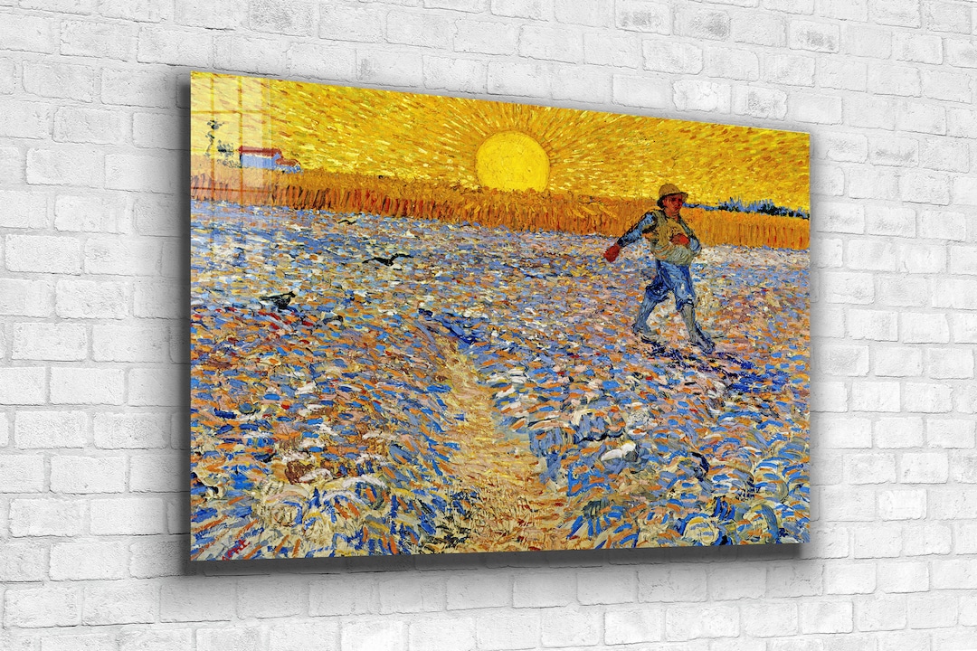 Van Gogh Sower at Sunset Tempered Glass Wall Art - Etsy