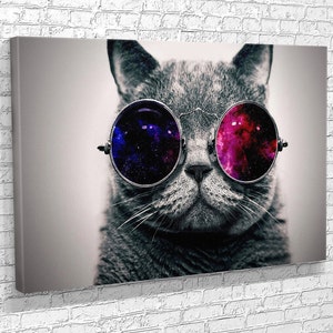 Cool Cat Print on Canvas Modern Wall Art Canvas Wall Set - Etsy