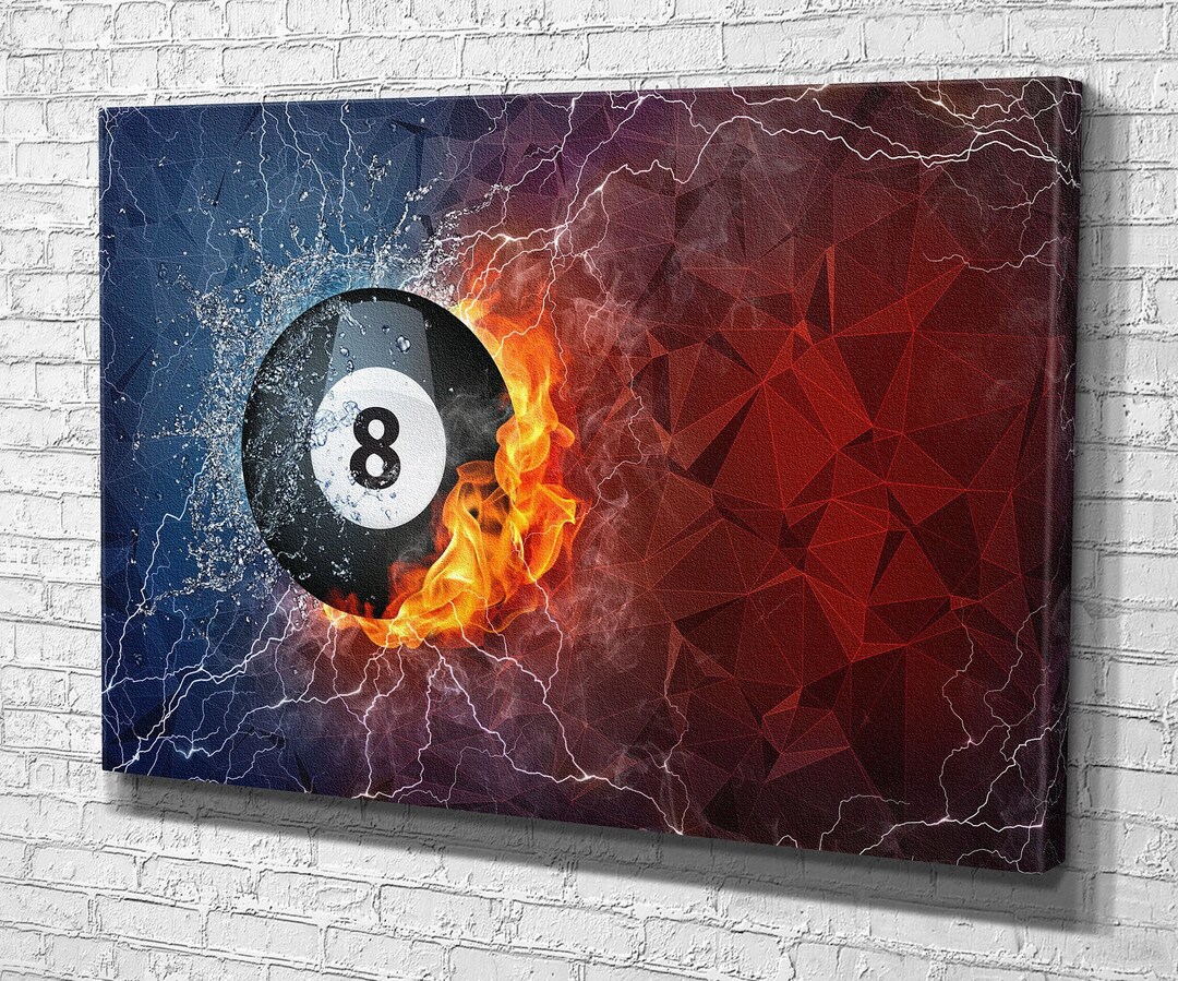 8-ball Fire Canvas Print: Modern Billiards Wall Art - Etsy