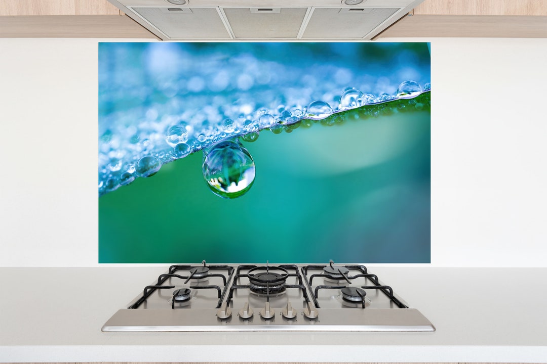 Water Drop Tempered Glass Kitchen Backsplash: Kitchen Decor - Etsy