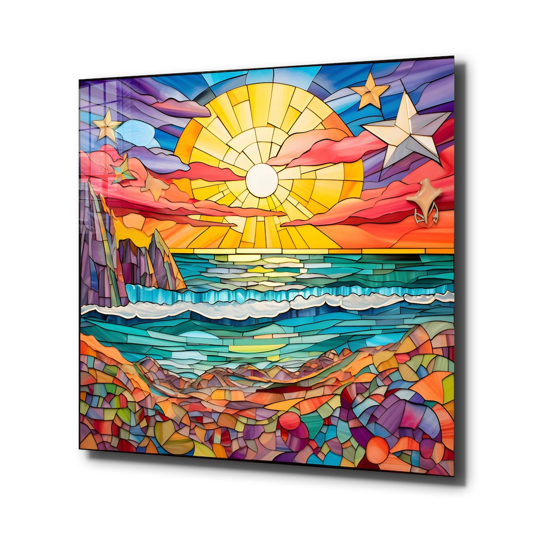 Tempered Glass Wall Art / Stained Wall Art / Stained Summer Wall Decor ...