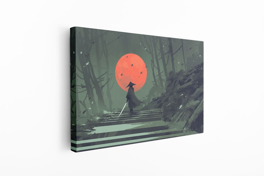 Samurai Canvas Print: Mysterious Forest Scene, Modern Wall Art - Etsy
