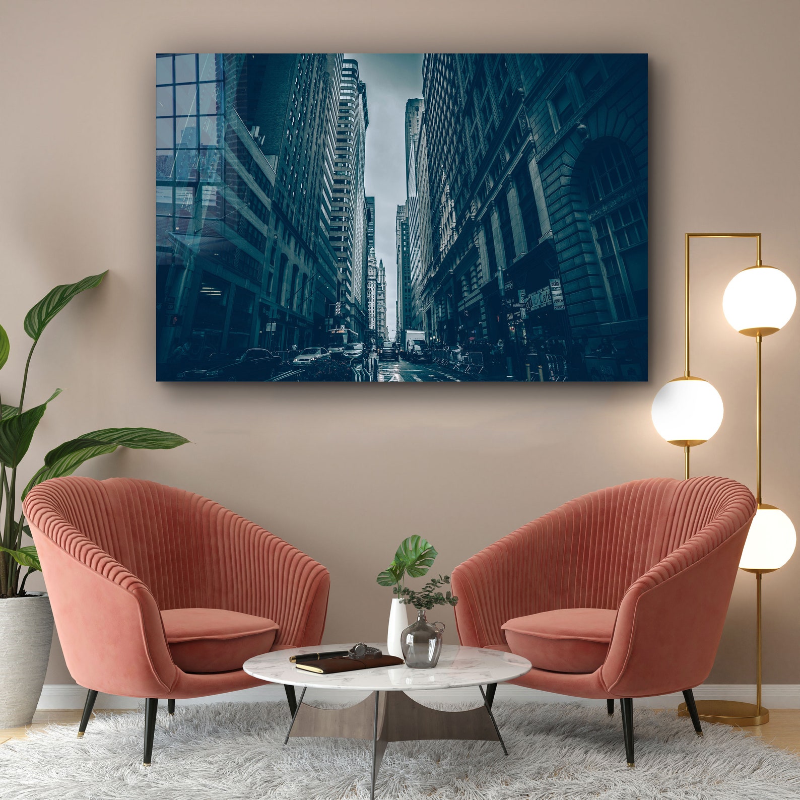 New York City View Tempered Glass Printing Wall Art Natural - Etsy