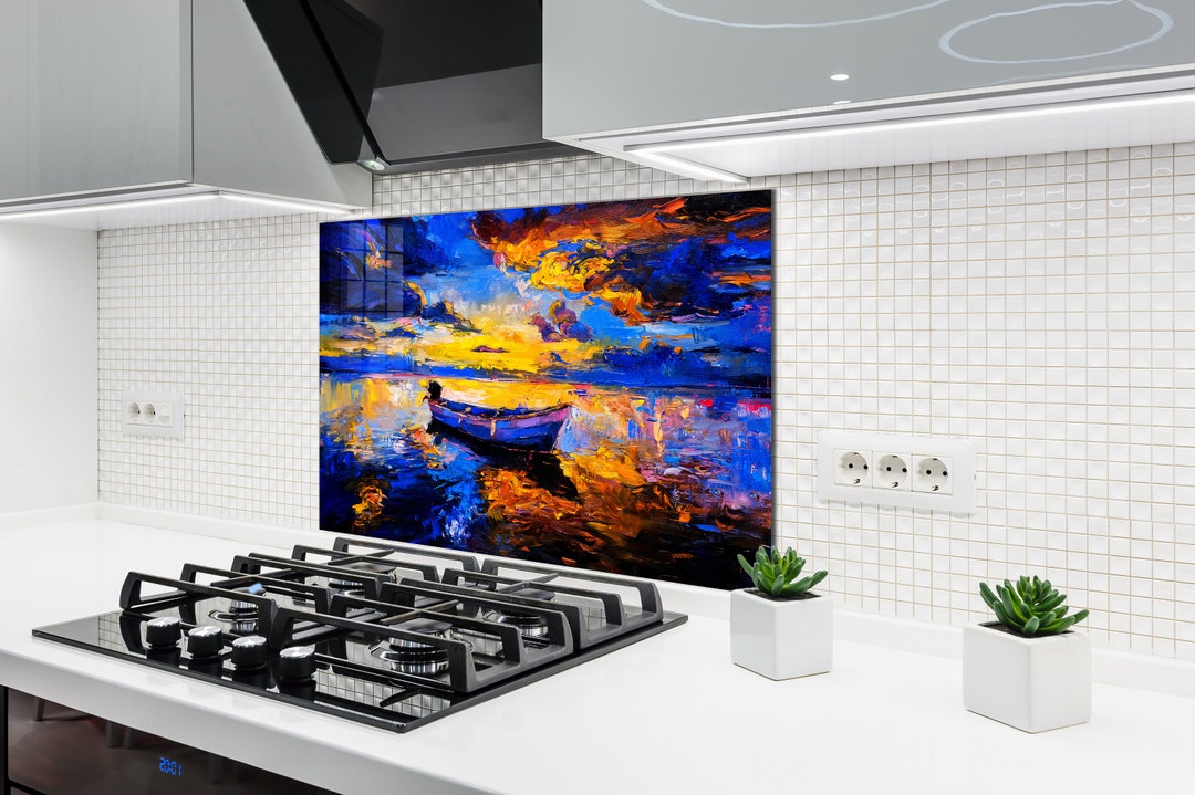 Tempered Glass Kitchen Backsplash: Boat Scenery, Modern Wall Decor - Etsy