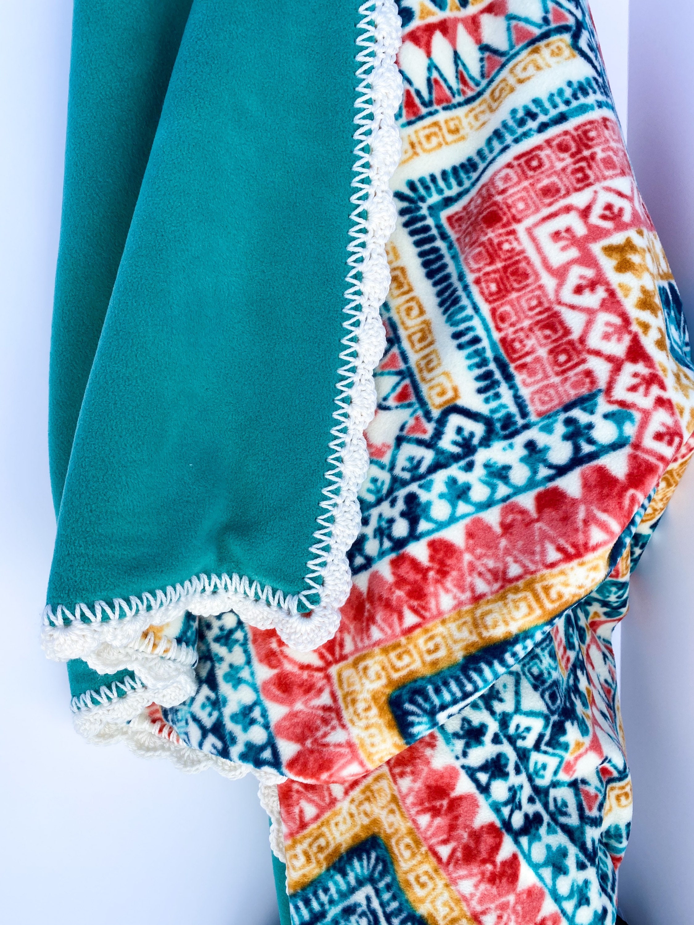MULTI COLOR AZTEC and Blue Blanket in Fleece - Etsy Nederland