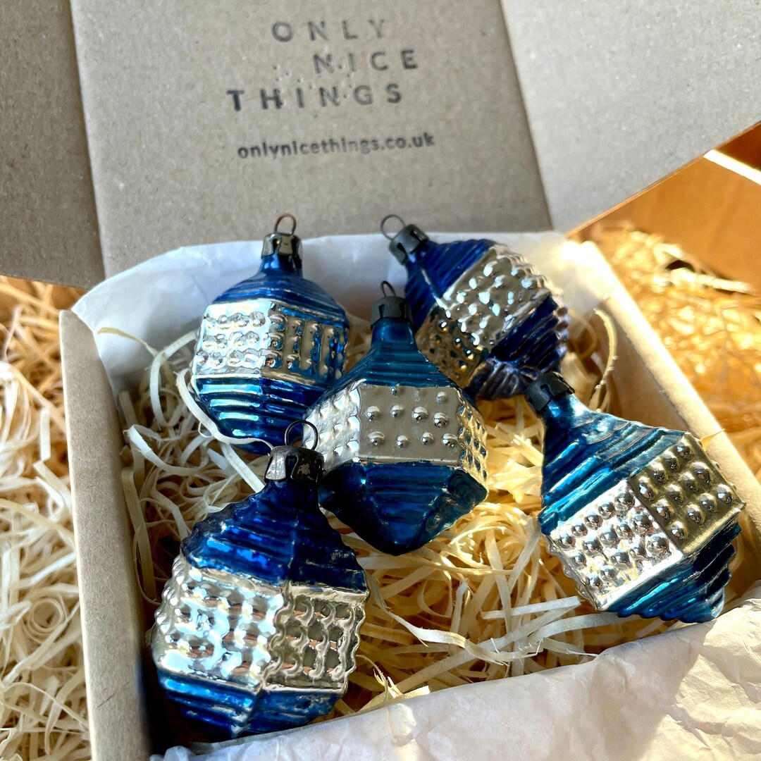 Early Vintage Christmas Bauble Set of 5, Tree Toy, Retro Decoration ...