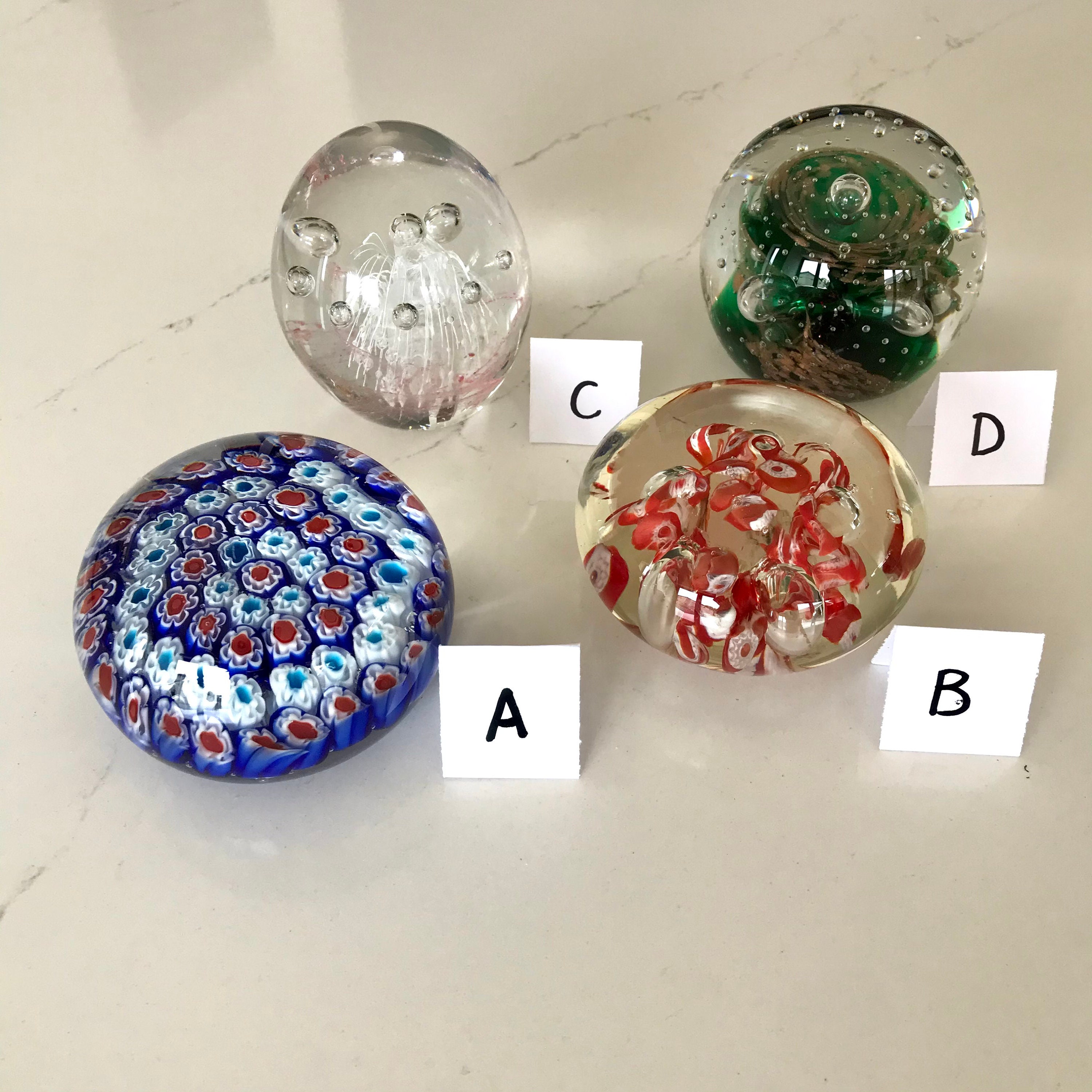 Vintage handblown glass paperweights | Etsy