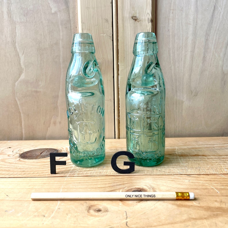 Vintage Codd Neck Bottle, Green Glass Bottles, Vintage Glass Torpedo ...