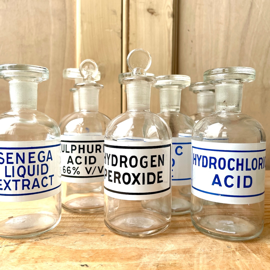 Vintage Lab Chemical Bottles, Glass Bottles, Glass Canister, Glass ...