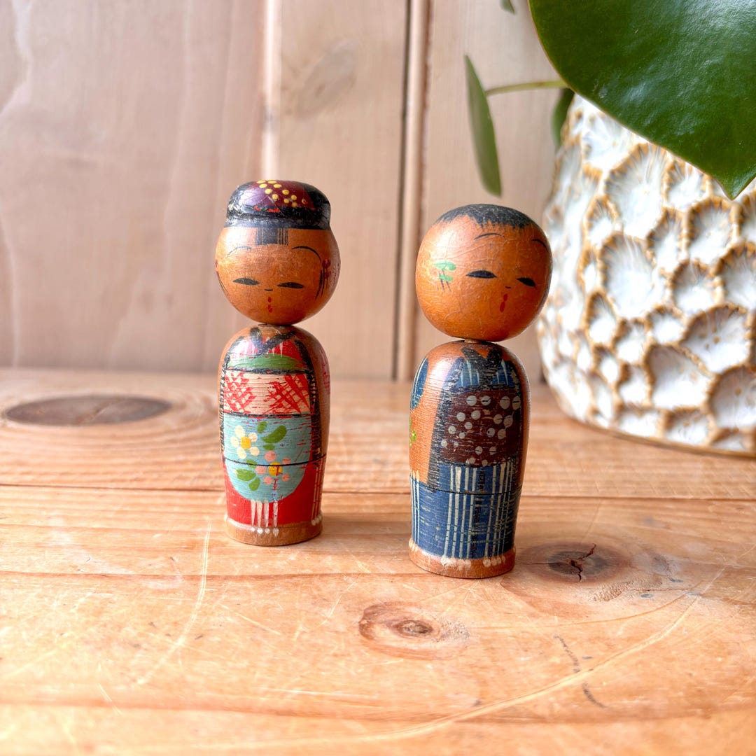 Vintage Japanese Nesting Kokeshi Dolls, Japanese Wooden Kokeshi Dolls ...
