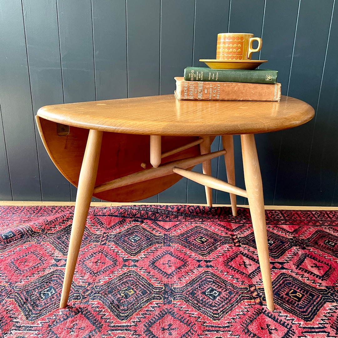 Ercol Blonde Drop Leaf Table No 308, Drop Leaf Folding Occasional Table, Elm and Beech Coffee ...