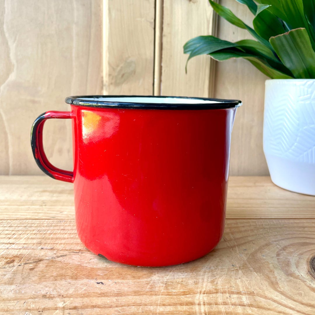 Vintage Bright Red Enamel Jug, Red Enamel Milk Jug, Decorative Kitchen ...