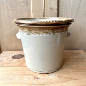 Vintage Large Stoneware Butter Crock, Butter Jar, Utensil Pot, Glazed ...