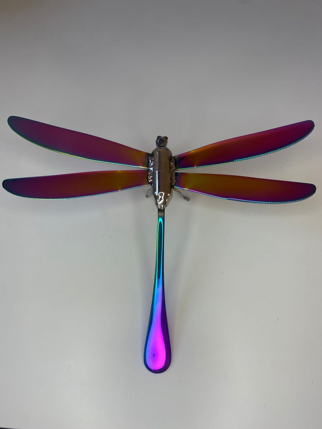 Large Iridium Stainless Steel Wall Mounted Dragonfly.made With Cutlery ...