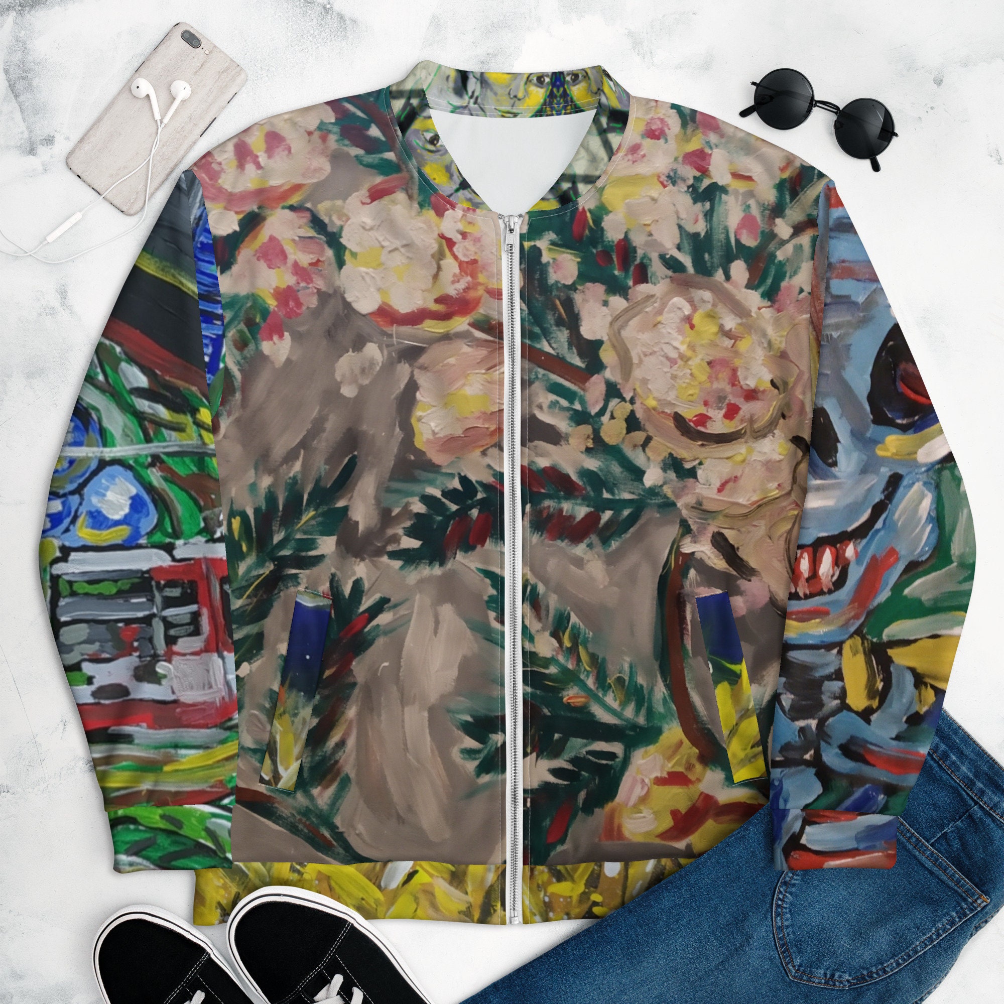 Unisex, bomber jacket, Mix&Match, painting sold by Krystle Condemned ...