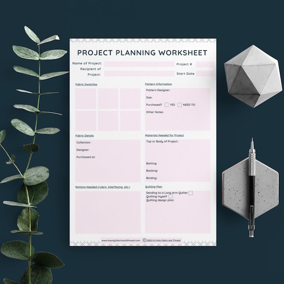 Quilt Project Planning Work Sheet PDF Printable Download | Etsy