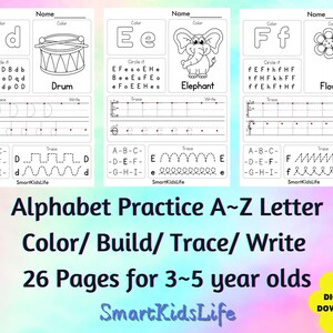 26 Alphabet Worksheets Upper & Lowercase Preschool - Etsy