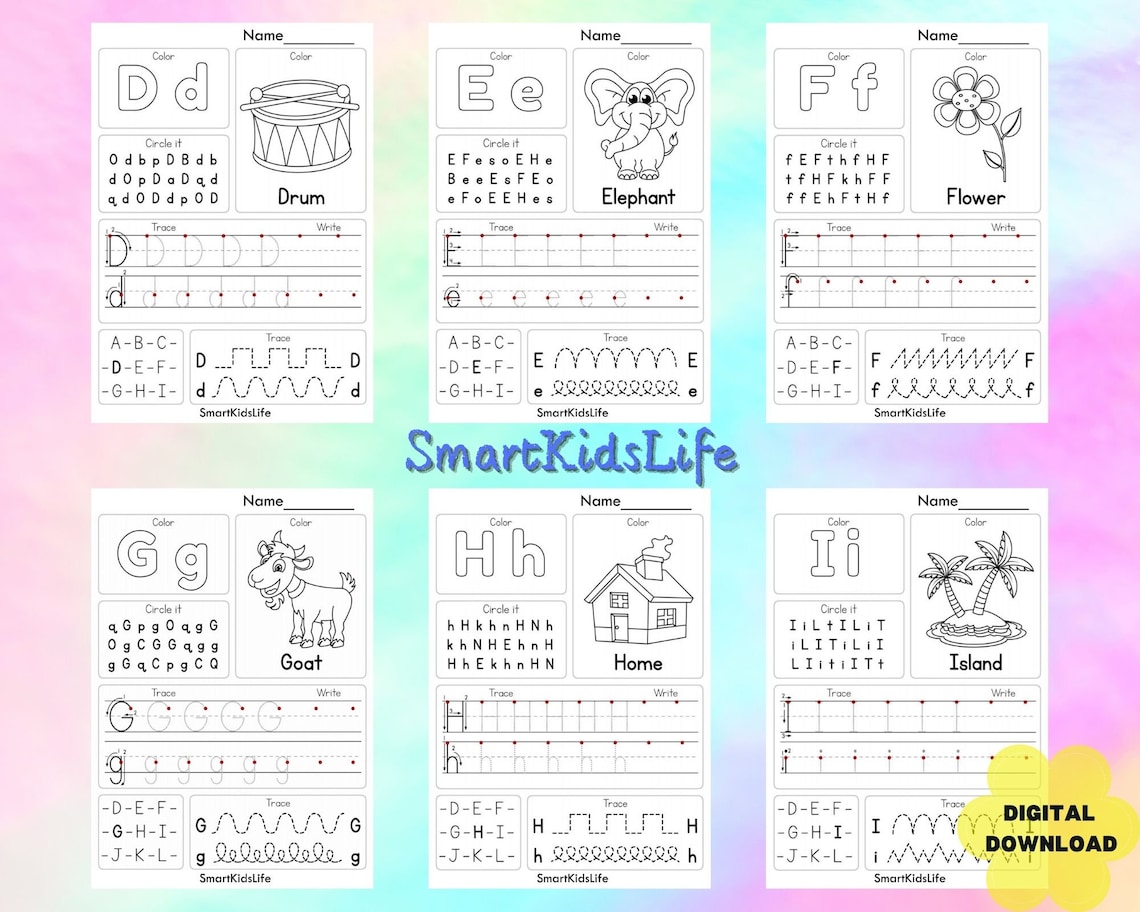 26 Alphabet Worksheets, Upper & Lowercase, Preschool, Kindergarten ...