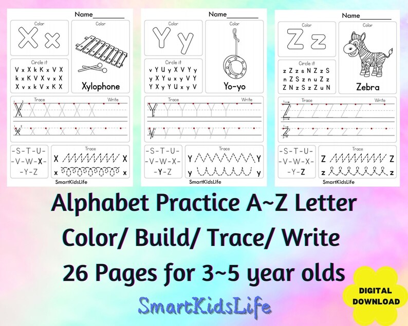 26 Alphabet Worksheets Upper & Lowercase Preschool - Etsy