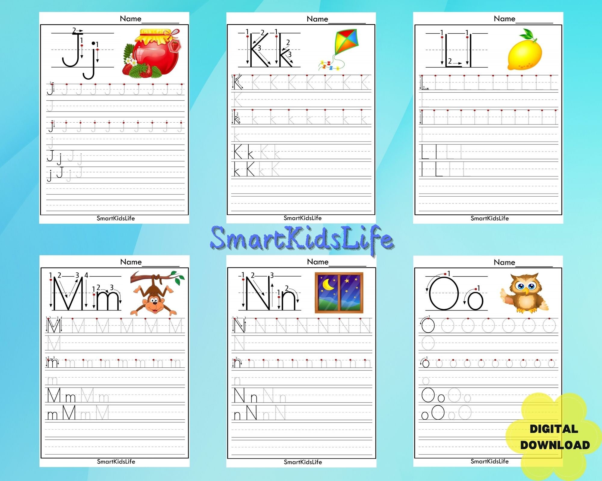 26 Upper & Lowercase Alphabet Letter Printable Worksheets, Toddler ...