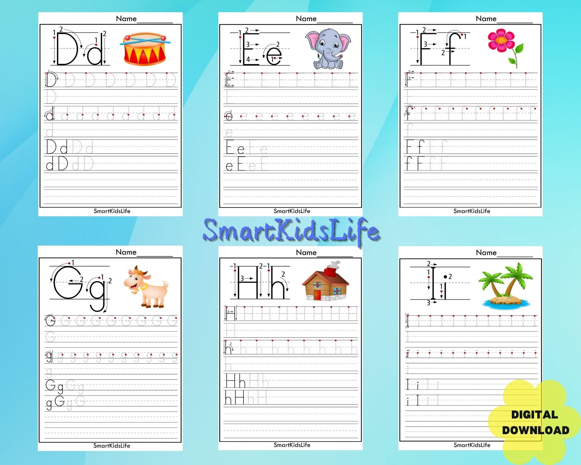 26 Upper & Lowercase Alphabet Letter Printable Worksheets, Toddler ...