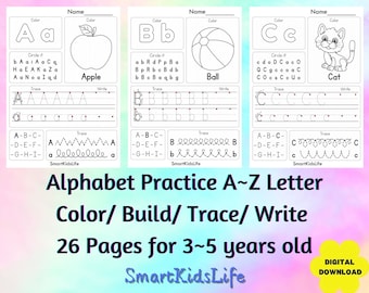 26 Alphabet Worksheets, Upper & Lowercase, Preschool, Kindergarten ...