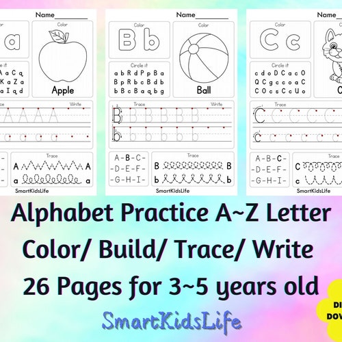 26 Alphabet Worksheets Upper & Lowercase Preschool - Etsy