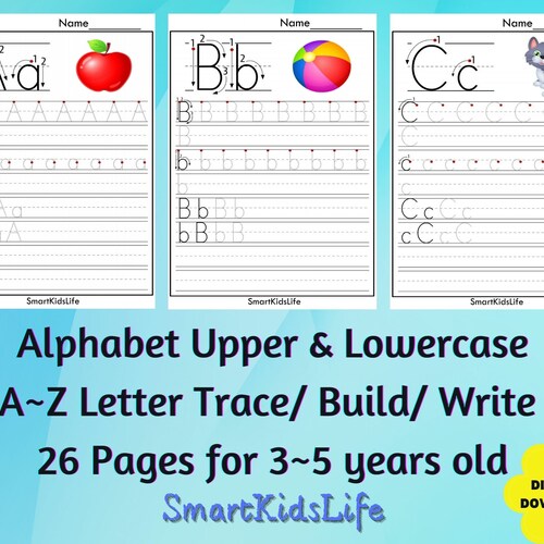 26 Printable Lowercase Alphabet Tracing Worksheets. - Etsy
