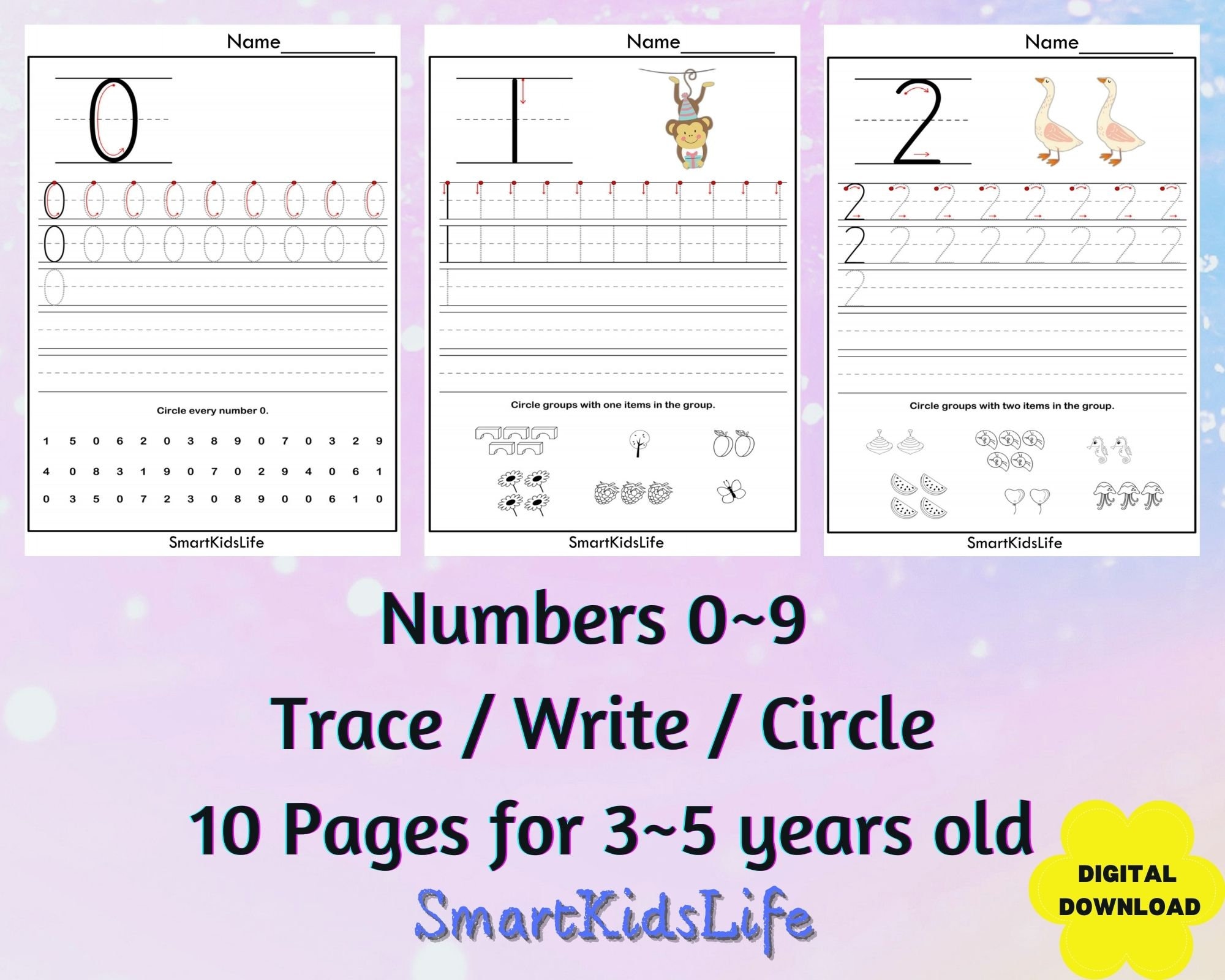 Number 0-9 Tracing Printable Workbook, Preschool, Kindergarten ...