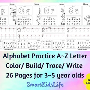 26 Alphabet Worksheets Upper & Lowercase Preschool - Etsy