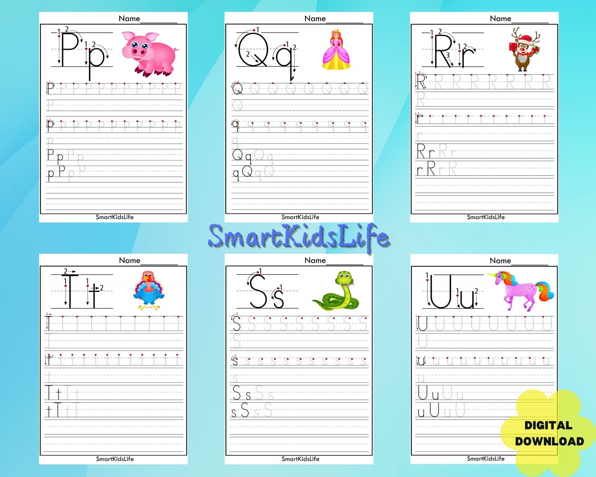 26 Upper & Lowercase Alphabet Letter Printable Worksheets, Toddler ...
