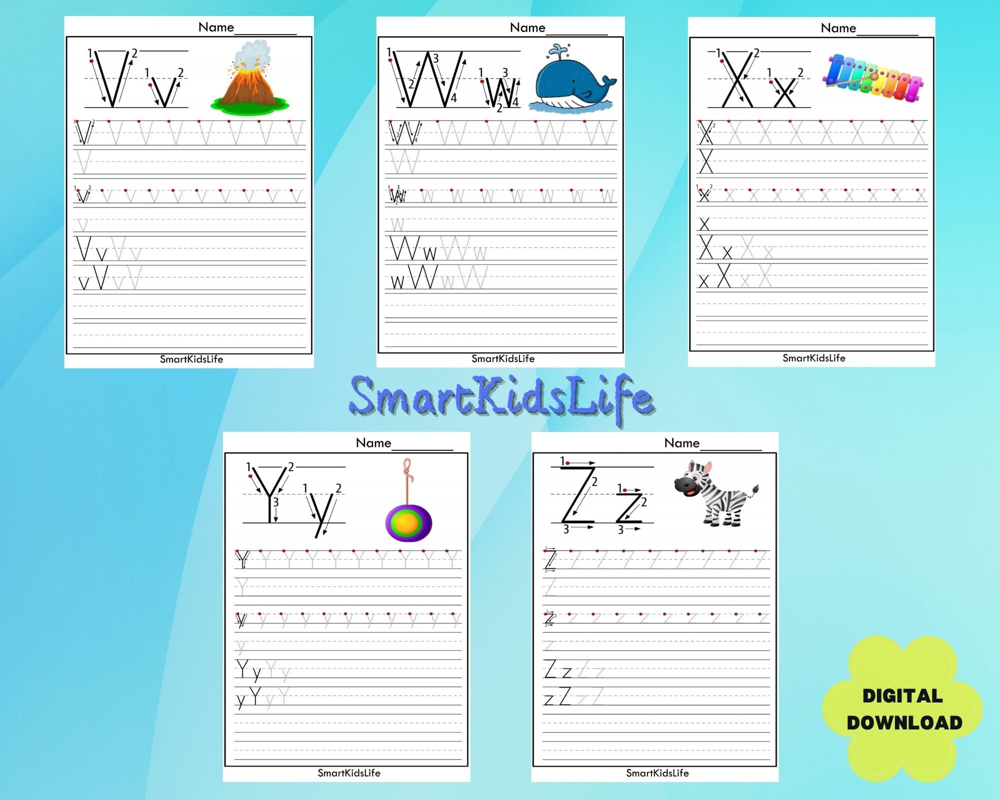 26 Upper & Lowercase Alphabet Letter Printable Worksheets, Toddler ...