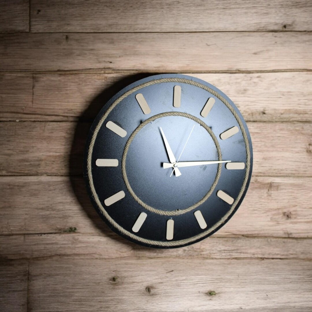 Handmade Wooden Rope Wall Clock – 35cm, 45cm , 60cm – Rustic & Modern ...