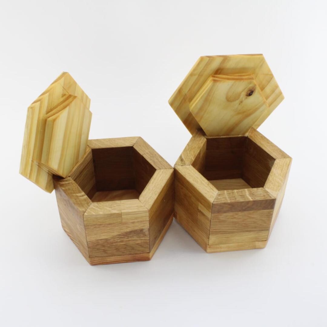 Handmade Wooden Hexagon Storage Box Natural Wooden Jewelry Box ...