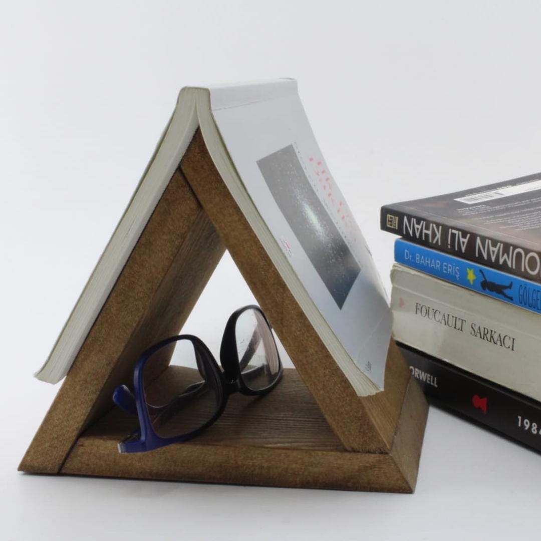 Minimalist Triangle Wooden Book Stand | Handmade Glasses Holder ...