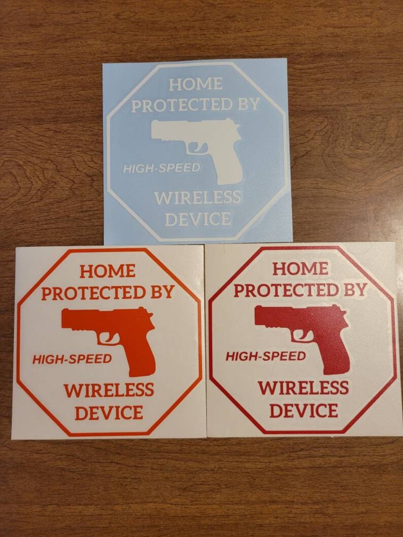 Gun, Home Protected by High Speed Wireless Device Decal, Rifle Decal ...