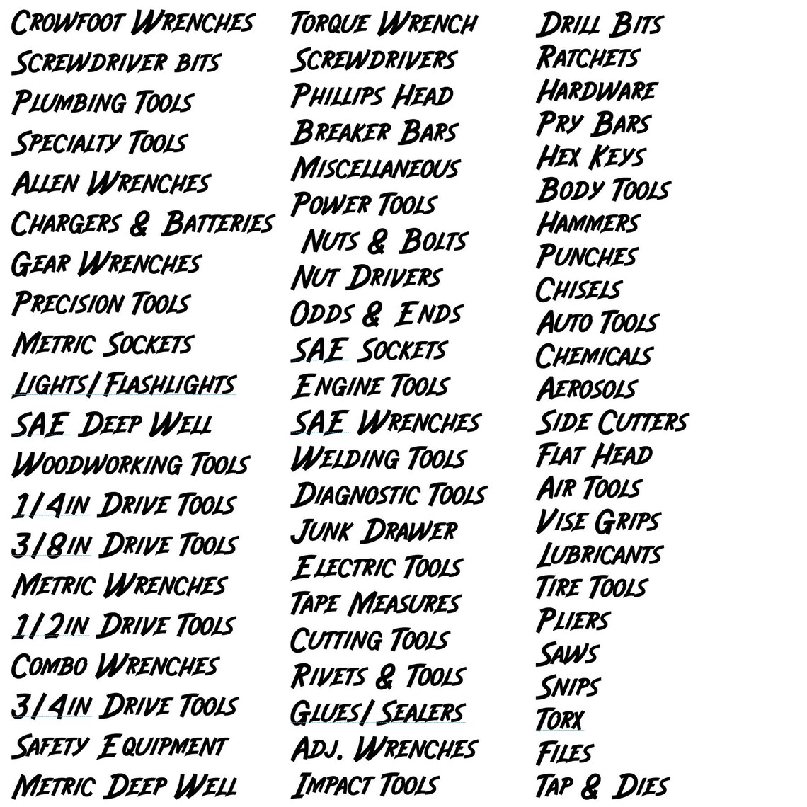 Tool Box Decals, Tool Box Labels, Tool Box Stickers, Toolbox Organizer ...