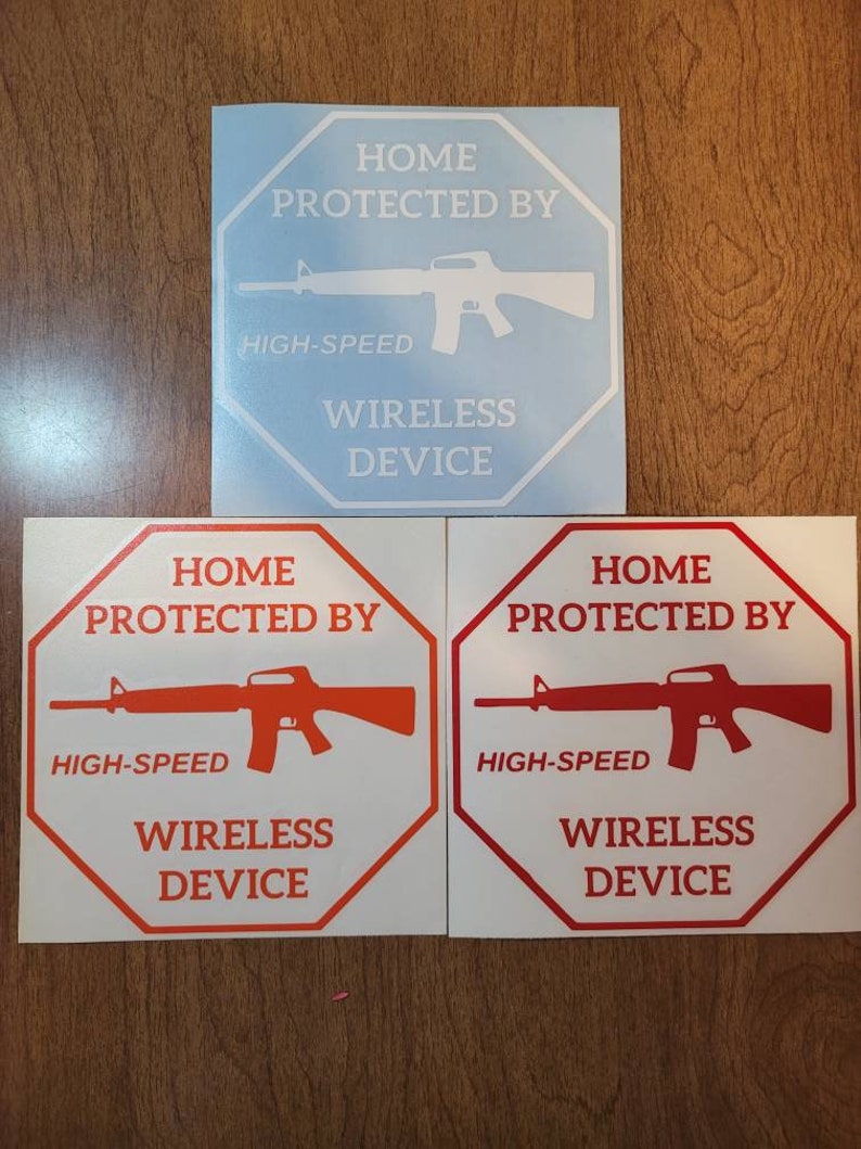 Gun, Home Protected by High Speed Wireless Device Decal, Rifle Decal ...