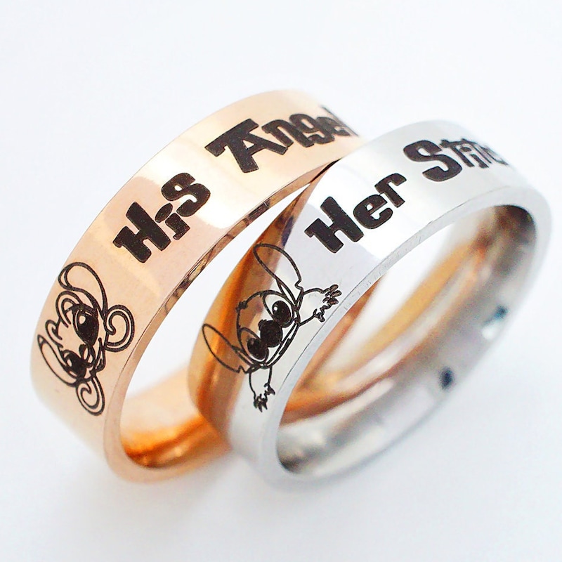 Stitch and Angel Rings - Etsy