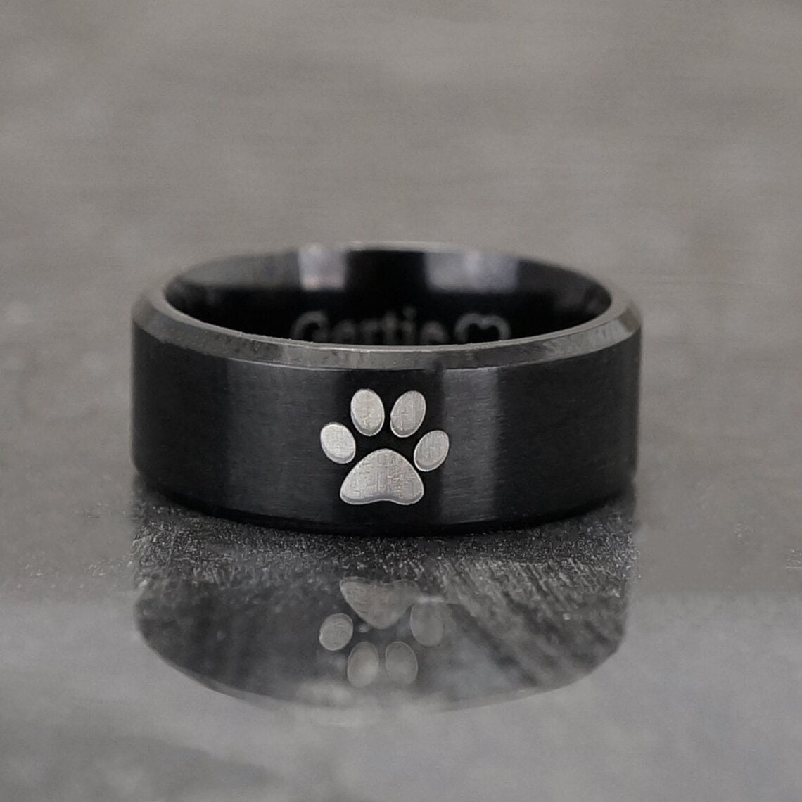 Custom Paw Print Ring- Engraved Pet Name Ring- Personalized Pet Ring ...