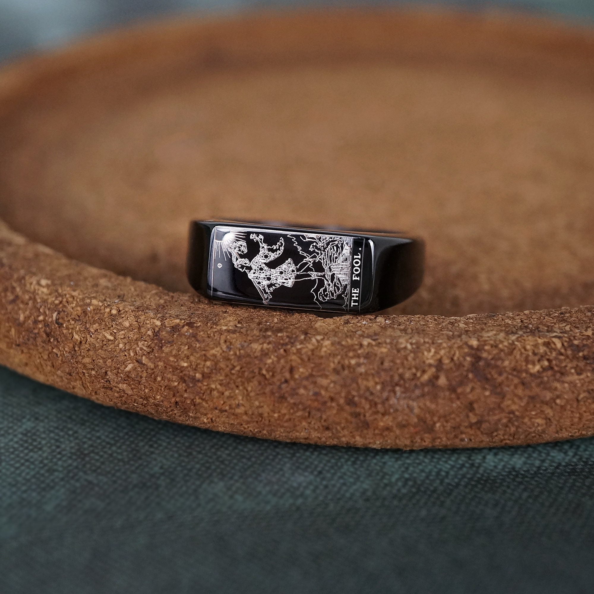 The Fool Tarot Card Ring in Black, Stainless Steel Ring in Multi Colors ...
