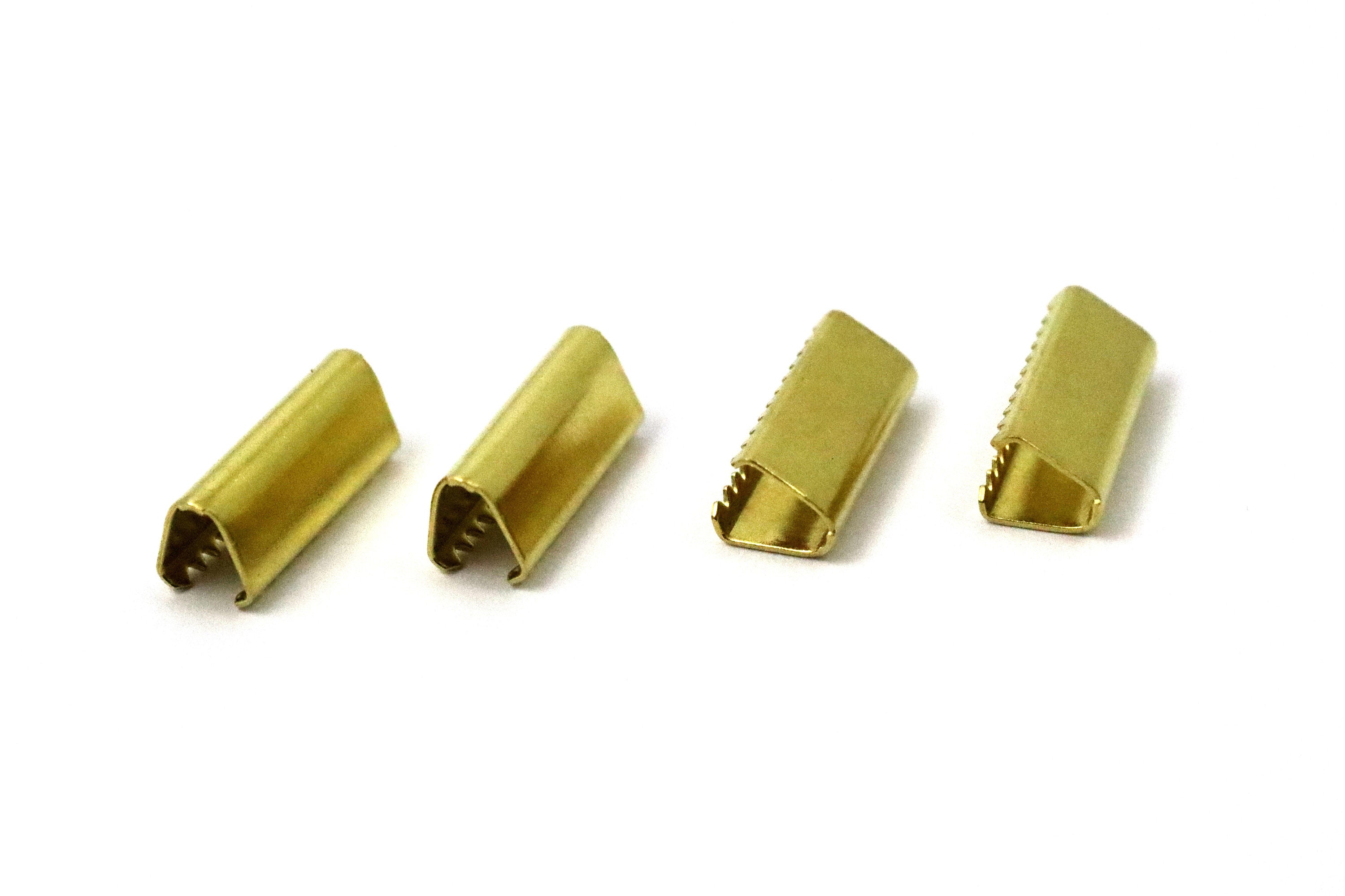 6x15 Mm Raw Brass Ribbon Crimp End, Ribbon Fasteners, Ribbon Crimp Ends ...