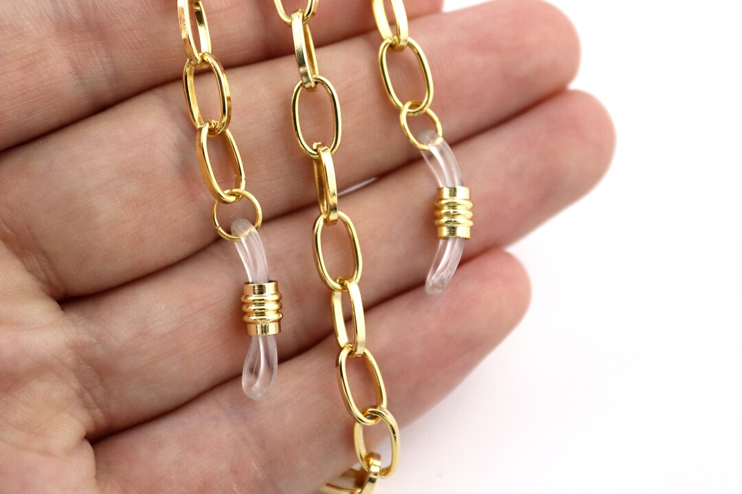 24k Shiny Gold Plated Glasses Chain, Gold Plated Chain, Eyeglasses ...