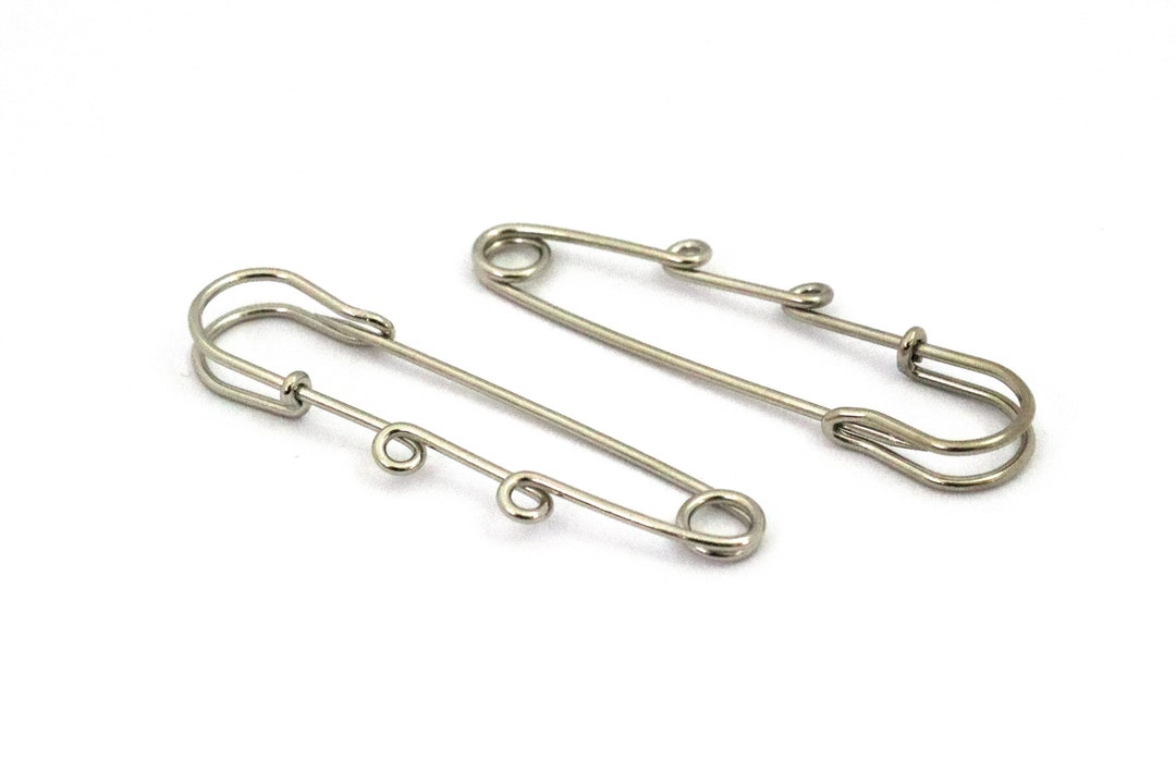 67 Mm Silver Tone İron Safety Pin Findings, 2 Loops Brooch Findings ...