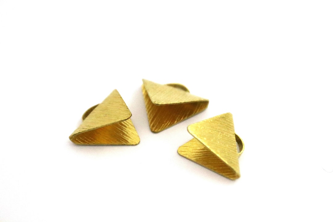11x15 Mm Raw Brass Textured Triangle Shape Ribbon Crimp, Ribbon ...