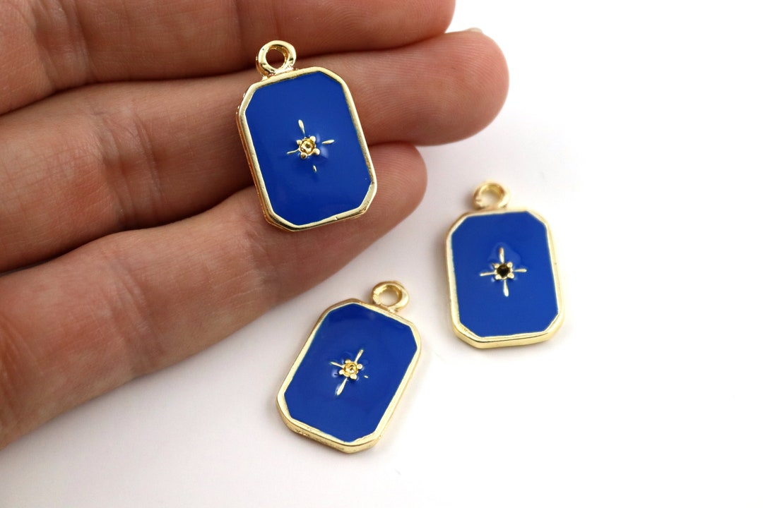 15x25 Mm 24k Shiny Gold Plated Enamel Pole Star Charms, Pole Star ...