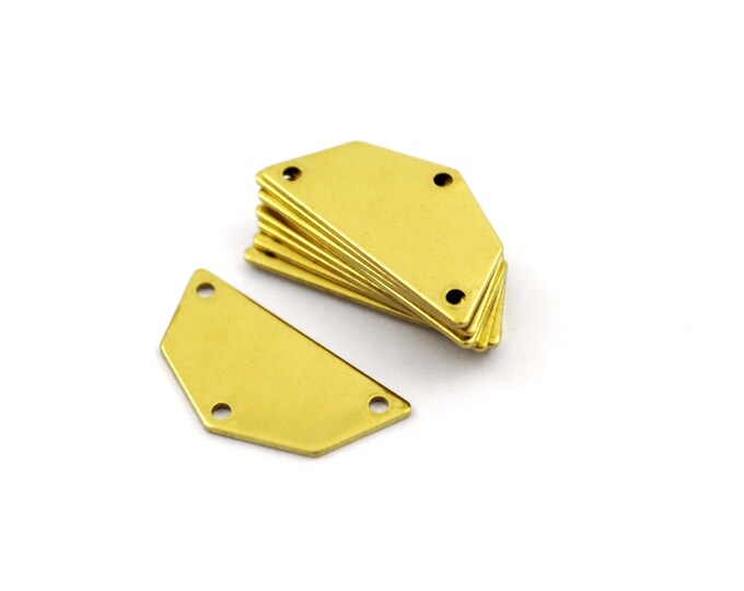 Semi Octagonal 32x16mm 0.8mm Thickness 3 Hole Raw Brass Stamping Blanks ...